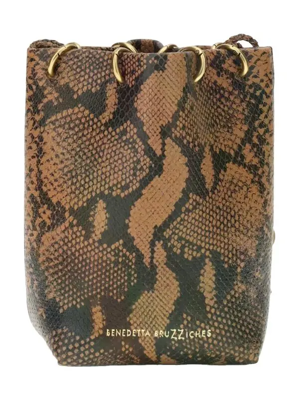 Benedetta Bruzziches Doudou Petite Snake-effect Bucket Bag - Brown