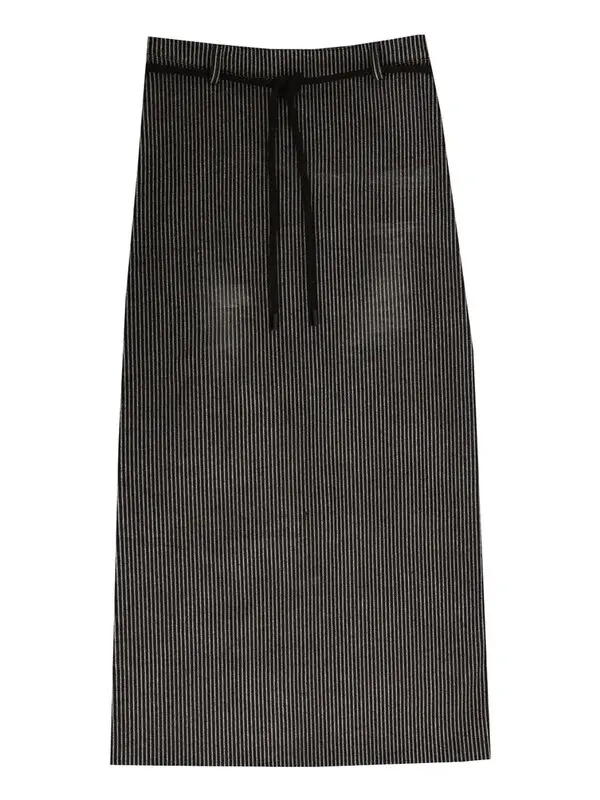 RAVE ON TREND Belted Pinstripe Skirt - Black
