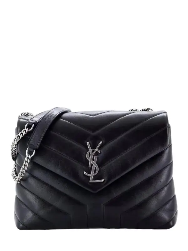 Saint Laurent Loulou Matelasse Chevron Leather Small Shoulder Bag - Black