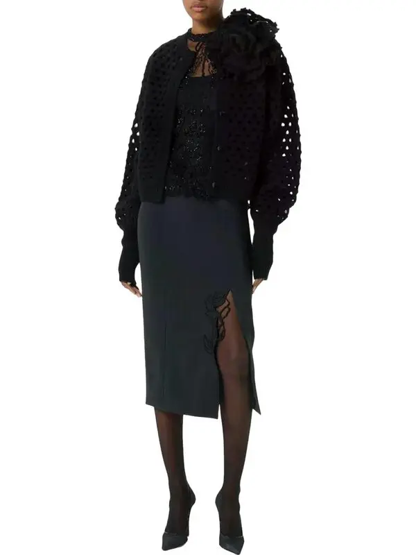 Blumarine Embroidered Lace Sweater - Black