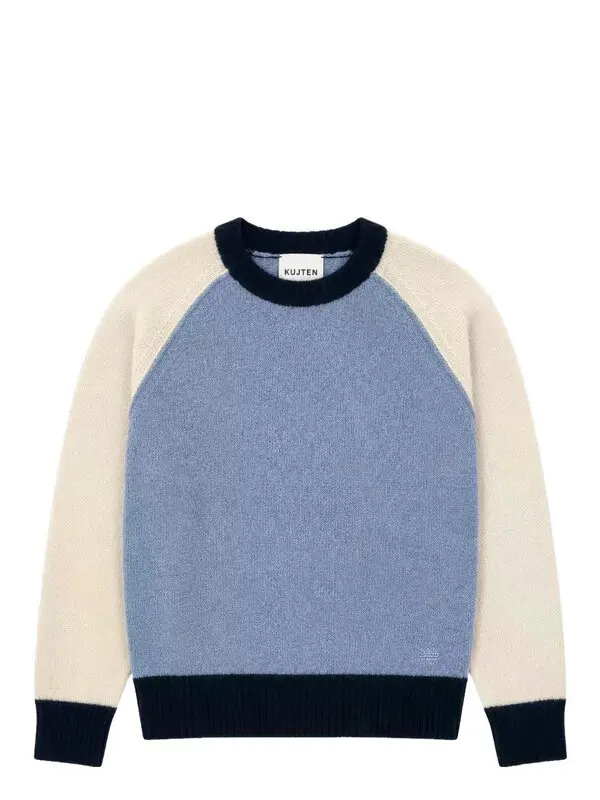 KUJTEN Colour-block Raglan-sleeve Sweater - Blue