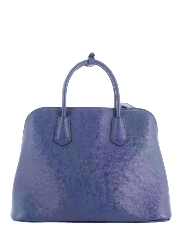 Prada Convertible Dome Saffiano Leather Large Satchel - Blue