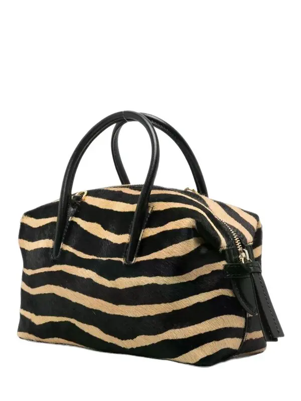 DEMELLIER Stockholm Zebra-print Haircalf Tote Bag - Black