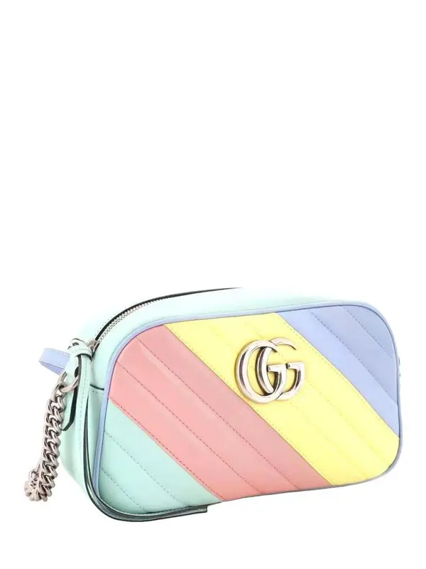 Gucci Gg Marmont Shoulder Bag Diagonal Quilted Leather Small Crossbody Bag - Blue