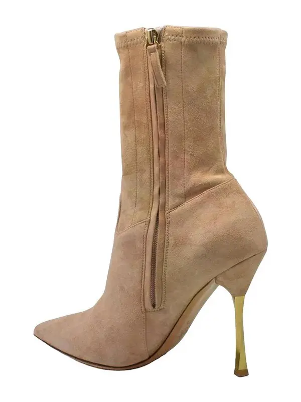 Valentino Garavani Twisted-heel Suede Boots - Neutrals