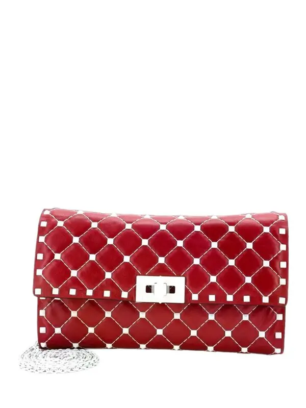 Valentino Garavani Rockstud Spike Wallet On Chain Quilted Leather Small Crossbody Bag - Red