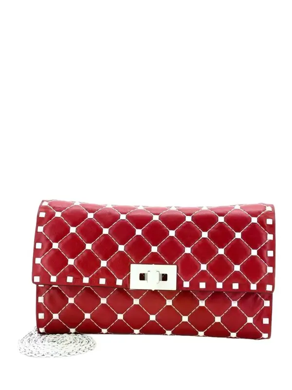 Valentino Garavani Rockstud Spike Wallet On Chain Quilted Leather Small Crossbody Bag - Red