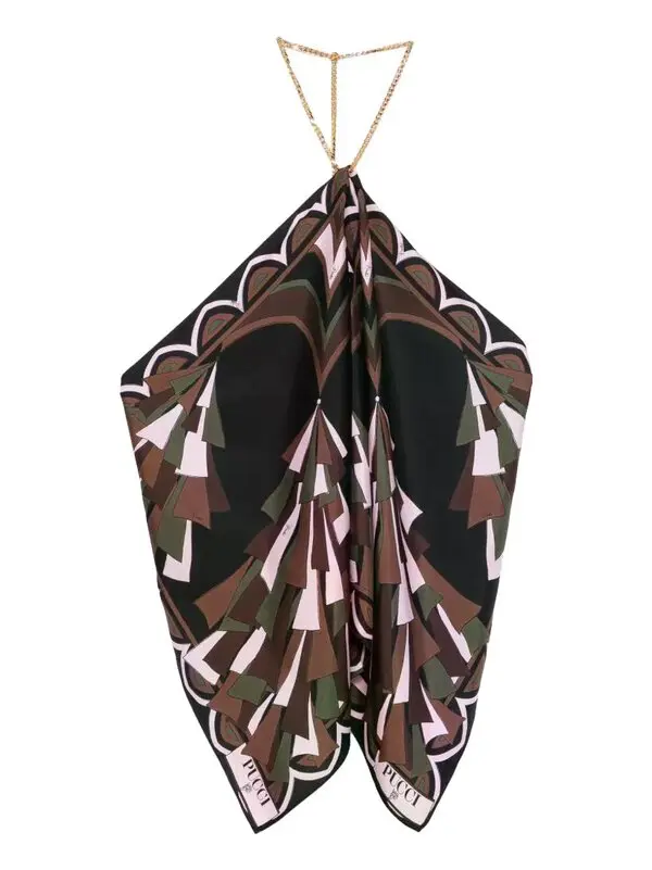 Emilio Pucci Baiadera-print Chain-link Halter Top - Black