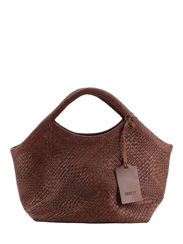 IBELIV Pure Large Vegetabletanned Leather Handbag With A Woven Pattern - Brown