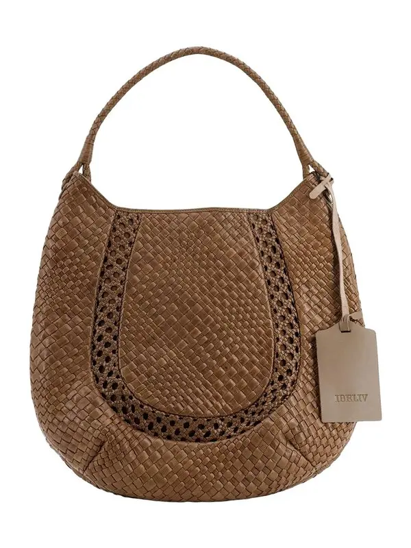 IBELIV Lamia Vegetable Leather Shoulder Bag With Woven Pattern - Grey