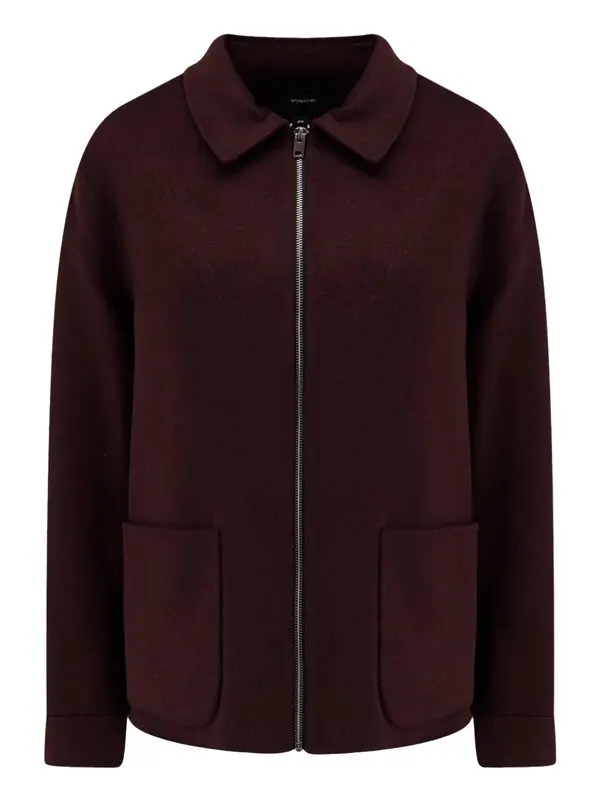Vince Boiled Wool Jacket With Zip - Brown
