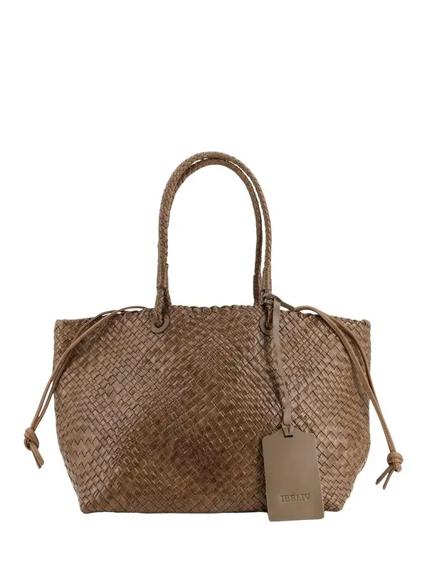 IBELIV Bazika Vegetabletanned Leather Shouder Bag With A Woven - Brown