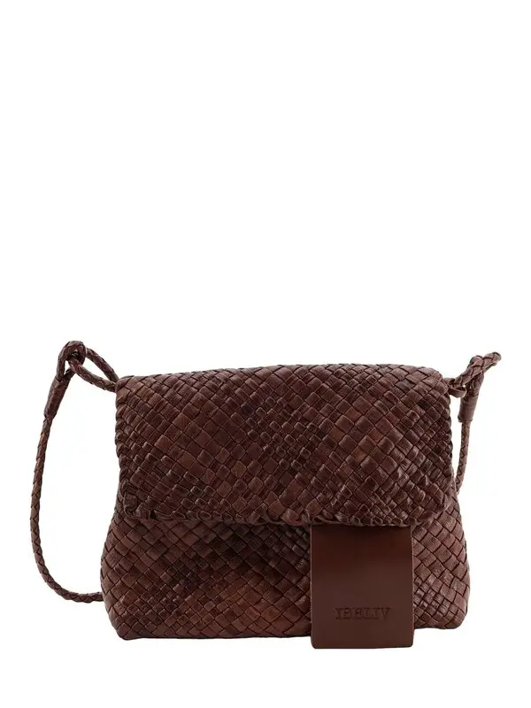 IBELIV Paris Vegetable Leather Shoulder Bag With Woven Pattern - Brown