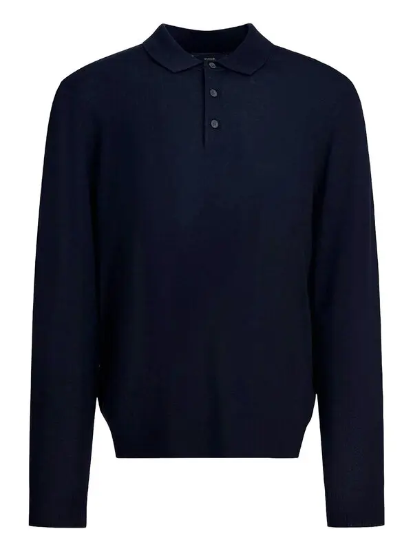 Vince Merino Wool Polo Shirt Sweater - Blue