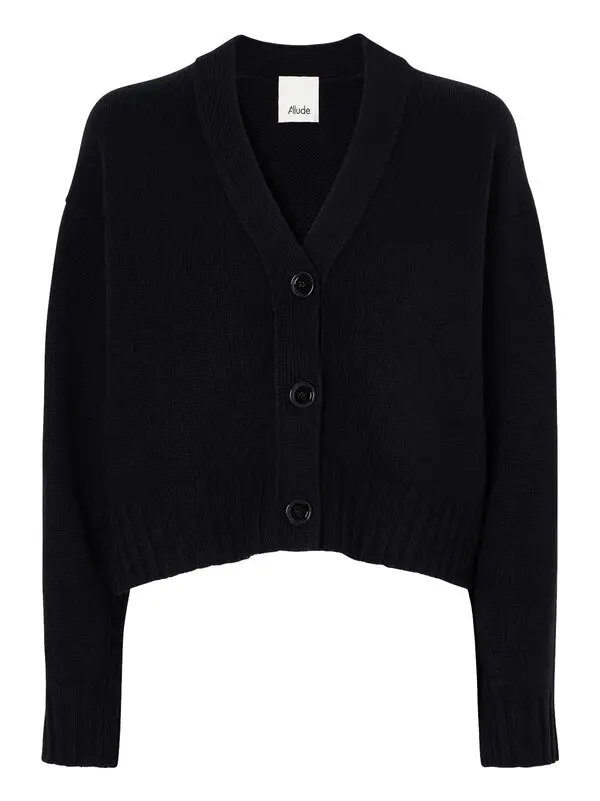 ALLUDE Cropped Wool And Cashmere-blend Cardigan - Black