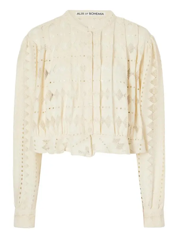 Alix Of Bohemia Ryland Cropped Cotton-corded Lace Blouse - Neutrals