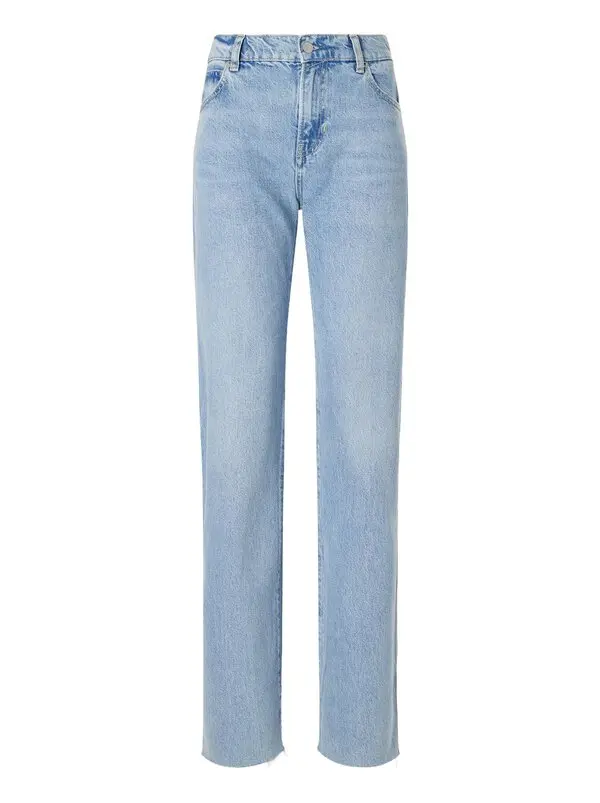 Guest In Residence Weekender Frayed Mid-rise Straight-leg Jeans - Blue