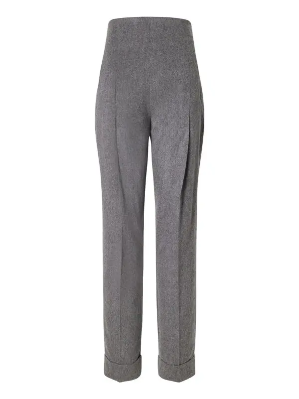Co Pleated Wool And Cashmere-blend Twill Tapered Pants - Gray