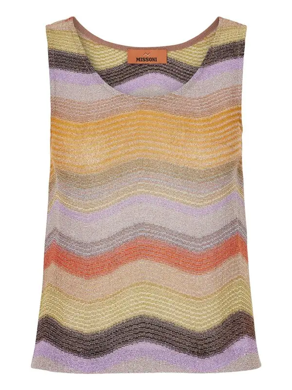 Missoni Striped Metallic Crochet-knit Tank Top - Multi