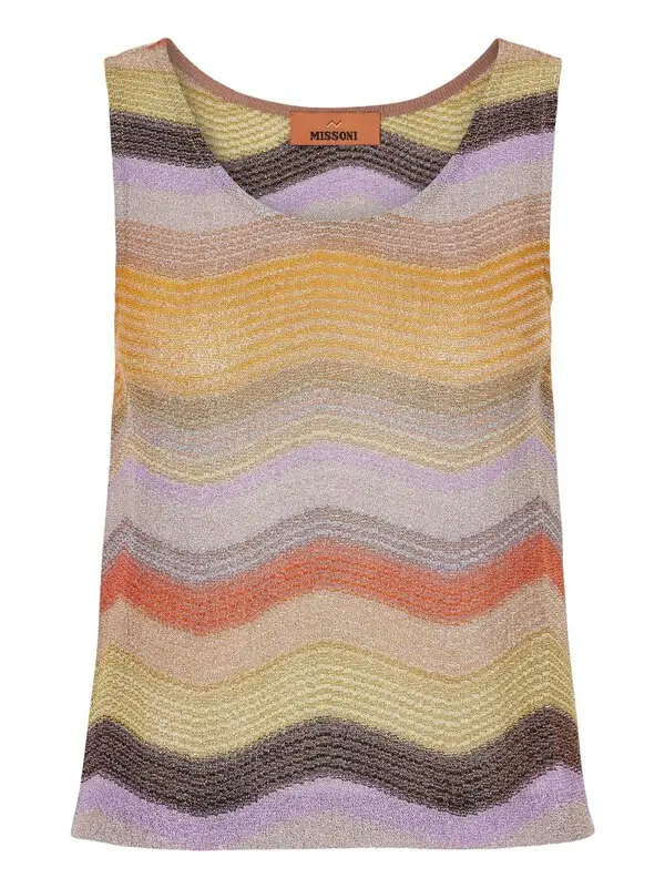 Missoni Striped Metallic Crochet-knit Tank Top - Orange
