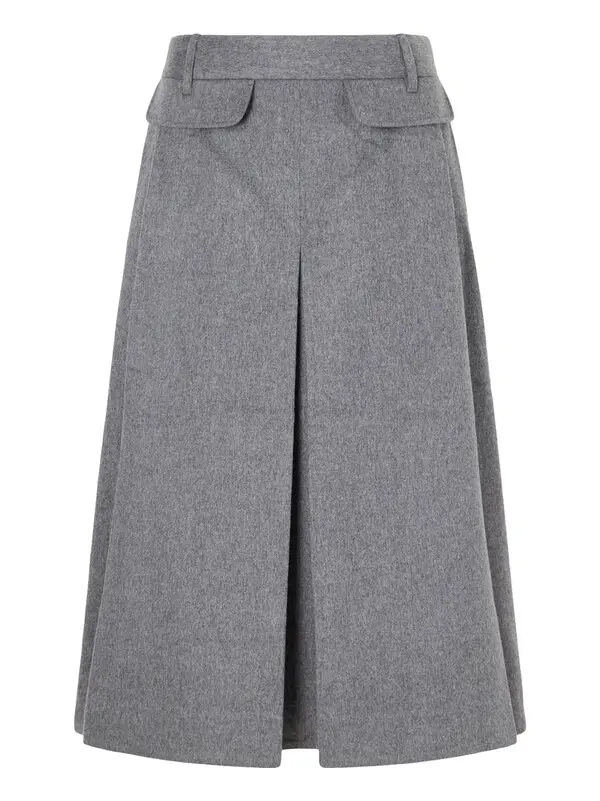 Co Pleated Wool And Cashmere-blend Midi Skirt - Gray