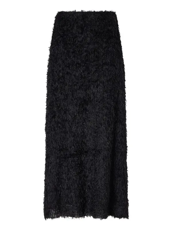 ABADIA Plush Midi Skirt - Black