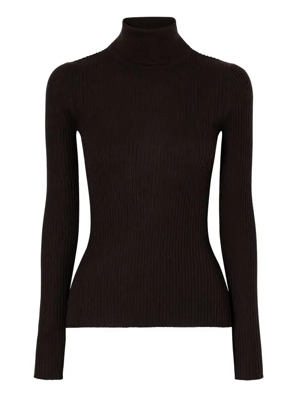 Gabriela Hearst Peppe Ribbed Cashmere-blend Sweater - Chocolate