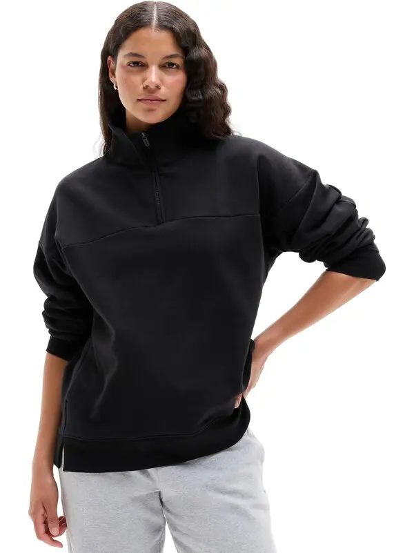 Athleta Forever Fleece 1/4 Zip Sweatshirt - Black