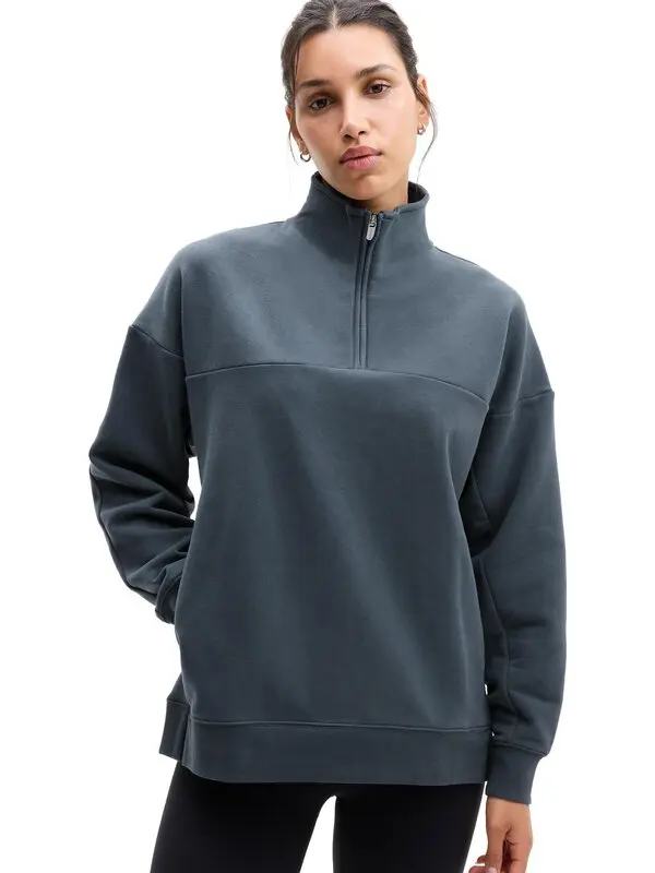 Athleta Forever Fleece 1/4 Zip Sweatshirt - Nightfall