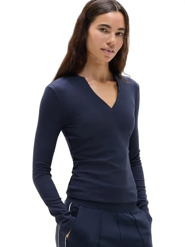 Athleta Signature Rib V-neck Top - Navy
