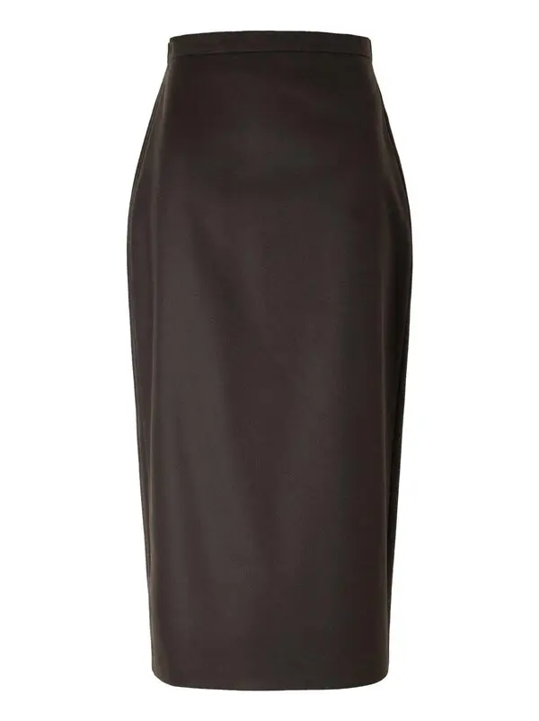 Max Mara Tenda Camel Wool Midi Skirt - Dark Brown