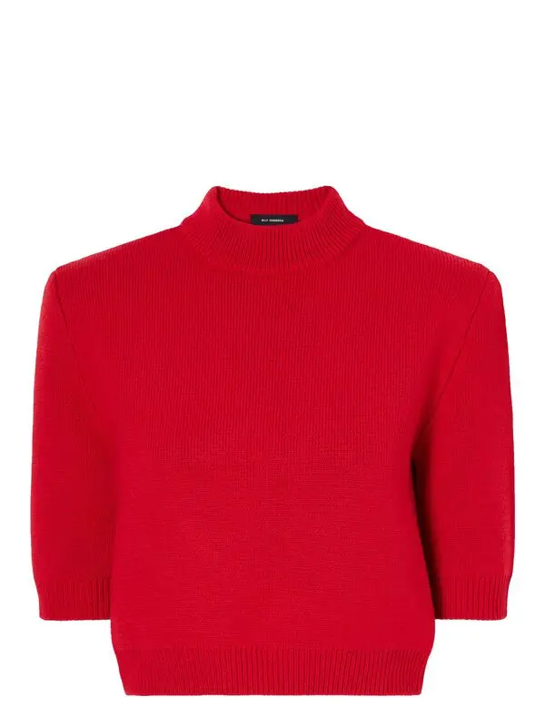 WILLY CHAVARRIA Chavela Cropped Wool Sweater - Red