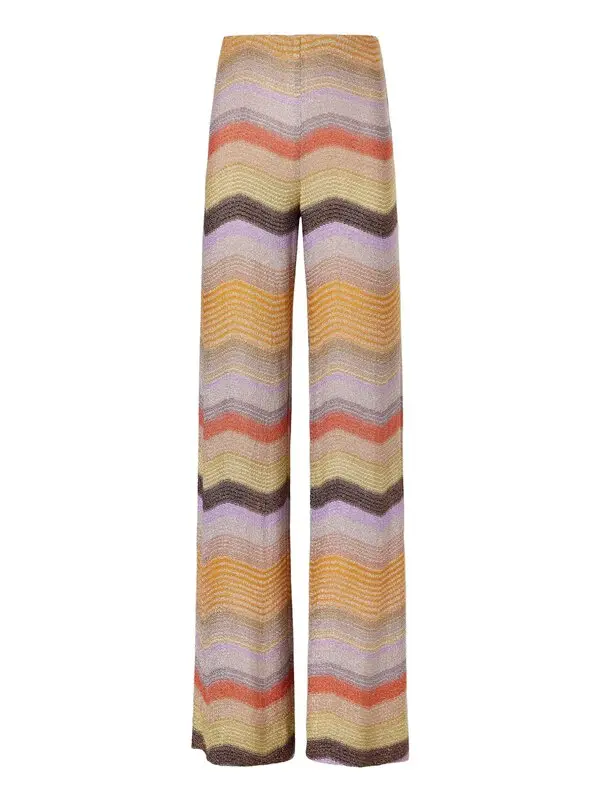 Missoni Striped Metallic Crochet-knit Wide-leg Pants - Orange