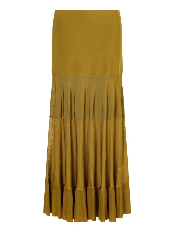 Altuzarra Gorrell Tiered Stretch-knit Maxi Skirt - Chartreuse