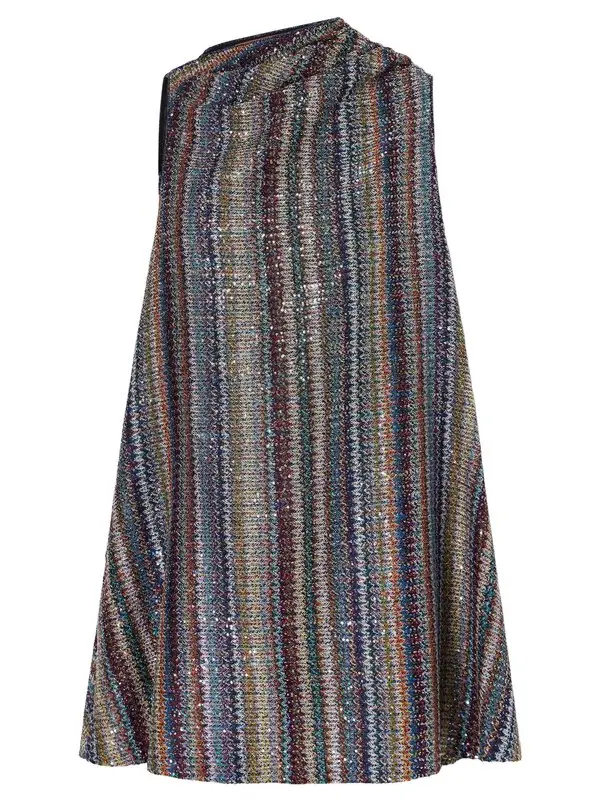 Missoni Sequin-embellished Striped Metallic Crochet-knit Mini Dress - Blue