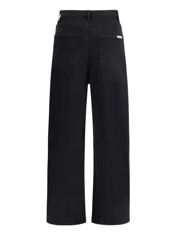 SELF-PORTRAIT Logo Patch Barrel-leg Jeans - Black