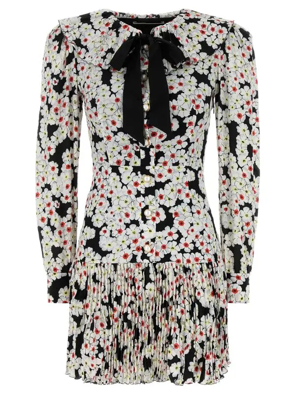 Alessandra Rich Printed Silk Mini Dress - Multicolor