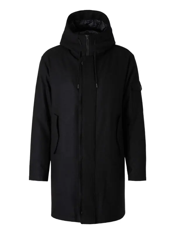Herno High Collar Long Coat - Black