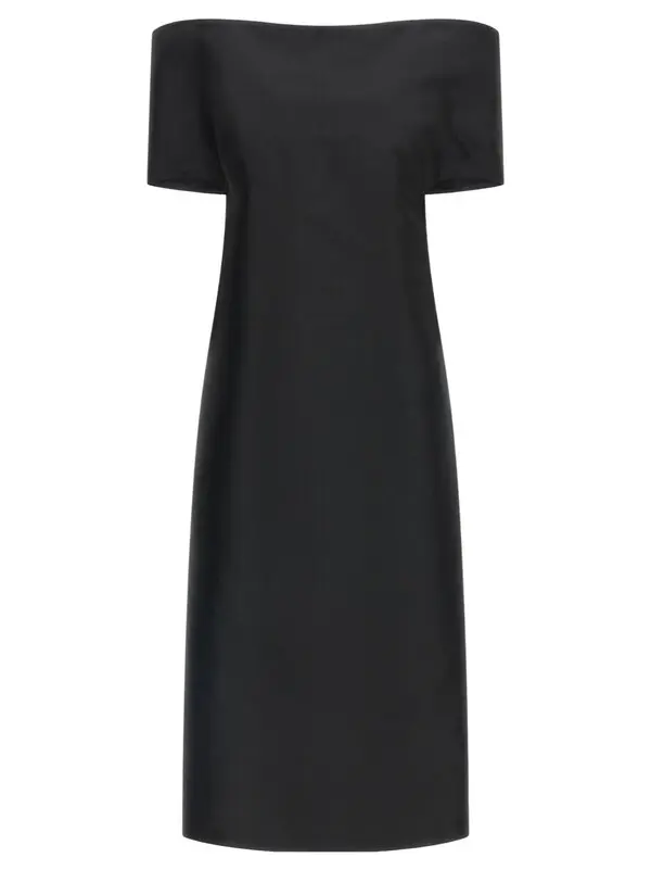 JIL SANDER Off-shoulder Midi Dress - Black