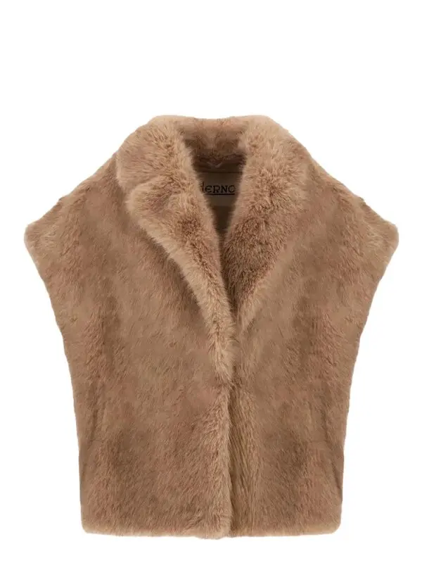 Herno Tocco Long Hair Faux Fur Vest - Brown