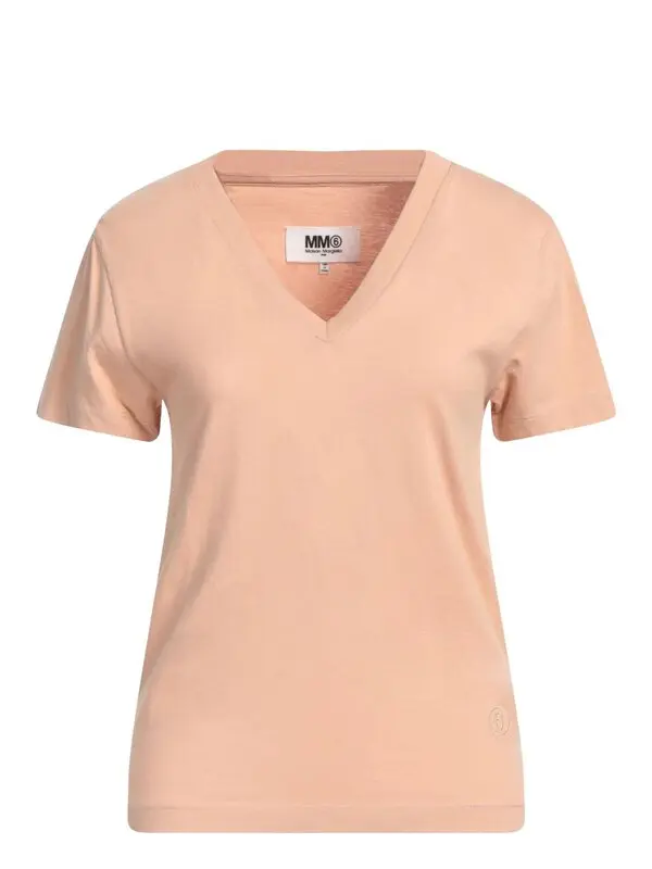 MAISON MARGIELA Simple Solid-colored V-neck Short Sleeves - No