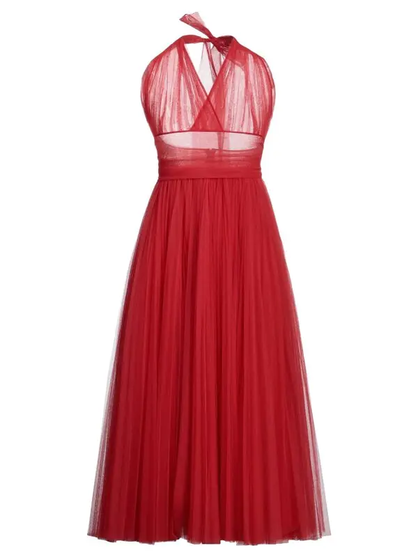 Dolce & Gabbana Sleeveless Solid Chiffon Dress - Red