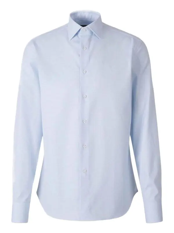Canali Regular Fit Micro Print Shirt - Light Blue