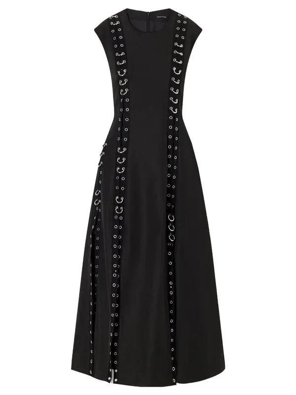 Simone Rocha Embellished Twill Midi Dress - Black