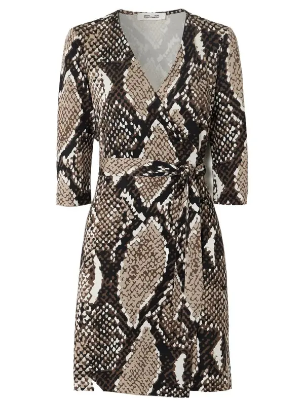 Diane Von Furstenberg Snake-print Wrap Dress - Brown