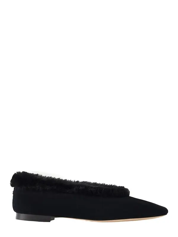 JIMMY CHOO Margot Shearling-trimmed Suede Ballet Flats - No