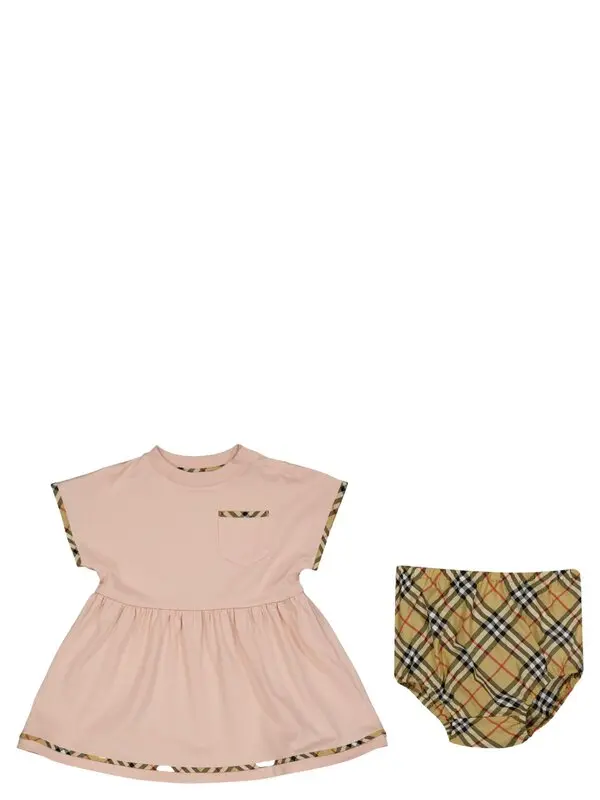 Burberry Baby Check-trim Dress And Bloomer Set - Pink