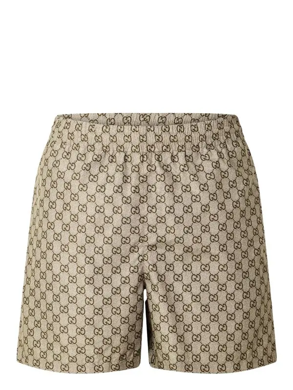 Gucci Monogram Print Elastic Waist Shorts - No