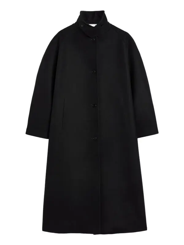 JIL SANDER Stand Collar Long Coat - Black