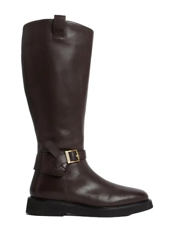 Barbour Buckle Leather Knee-high Riding Boots - No